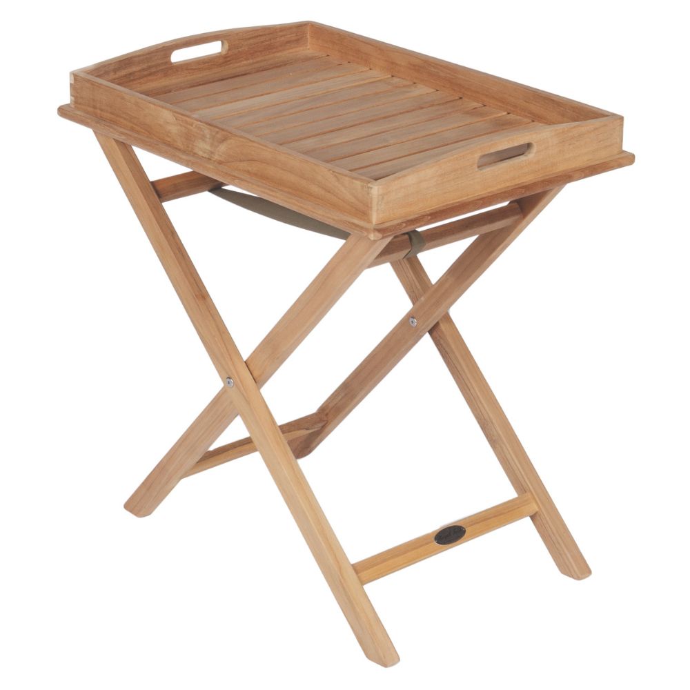 Teak Tray Table on Stand – InsideOut